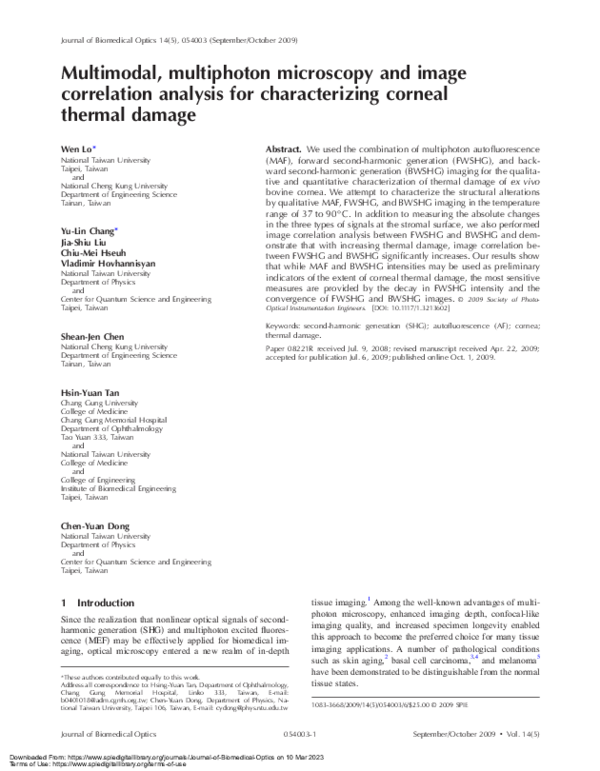 (PDF) Multimodal, multiphoton microscopy and image correlation analysis ...