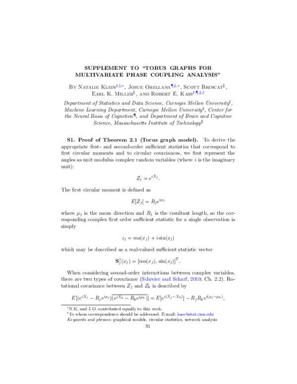 Pdf Supplement To “ Torus Graphs For Multivariate Phase Coupling