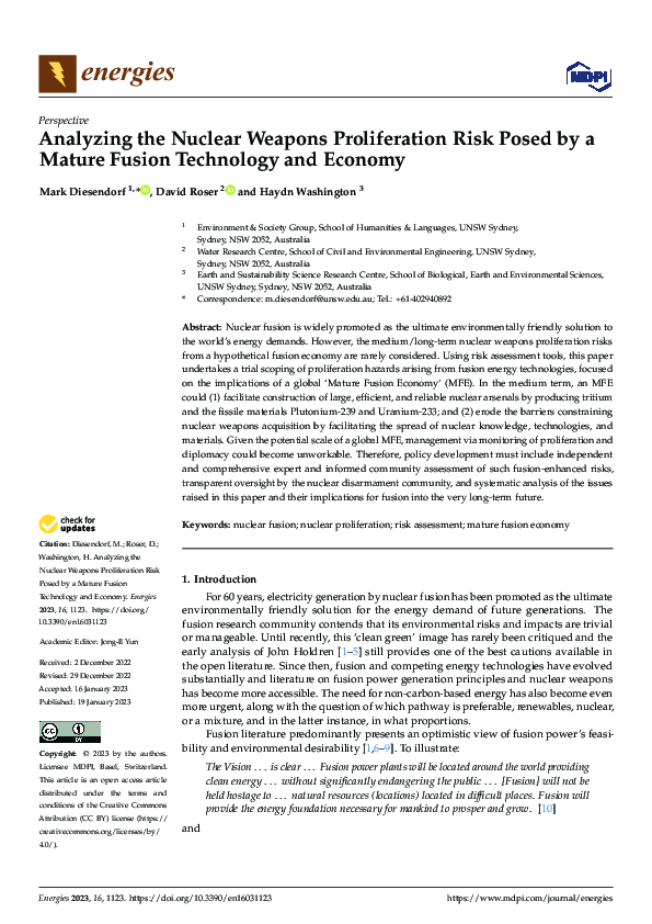 (PDF) Analyzing the Nuclear Weapons Proliferation Risk Posed by a ...