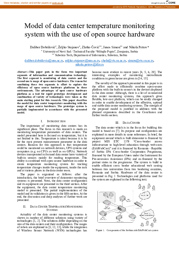 (PDF) Model of data center temperature monitoring system with the use ...