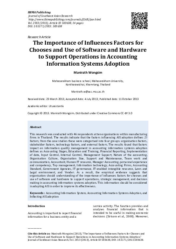 (PDF) The Importance of Influences Factors for Chooses and Use of ...