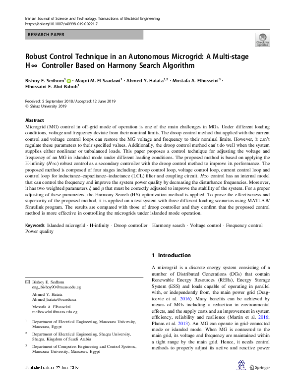 (PDF) Robust Control Technique in an Autonomous Microgrid: A Multi ...