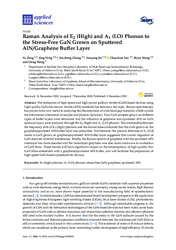 (PDF) Raman Analysis of E2 (High) and A1 (LO) Phonon to the Stress-Free ...