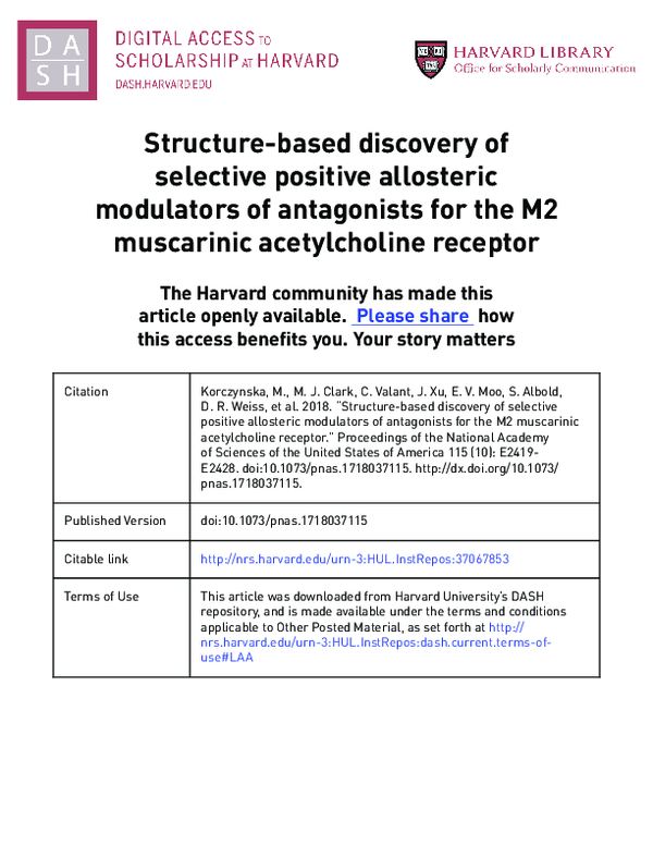 (PDF) {"__content__"=>"Structure-based discovery of selective positive allosteric modulators of ...