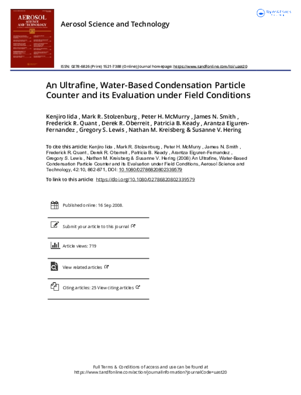 (PDF) An Ultrafine, Water-Based Condensation Particle Counter and its ...