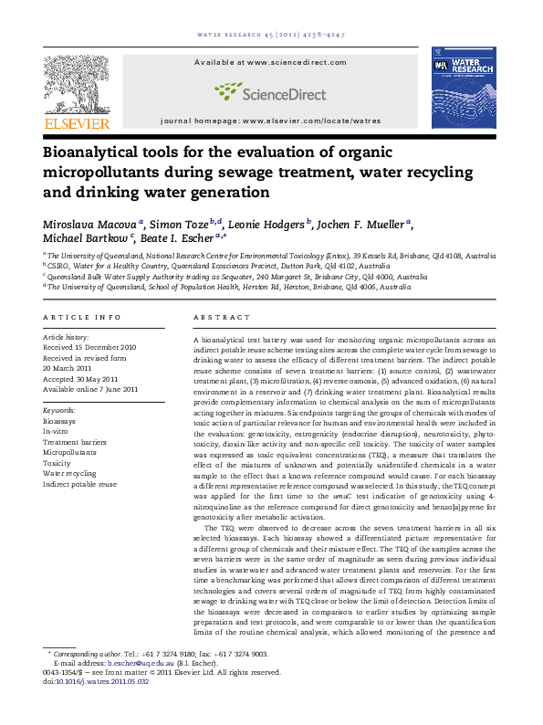 Bioanalytical tools for the evaluation of organic micropollutants ...