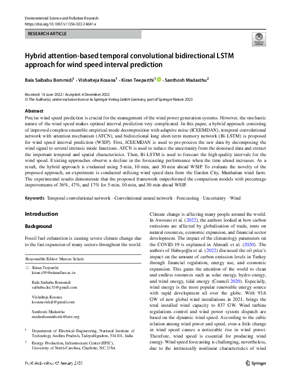 (PDF) Hybrid attention-based temporal convolutional bidirectional LSTM approach for wind speed ...