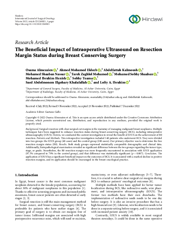 (PDF) The Beneficial Impact of Intraoperative Ultrasound on Resection ...