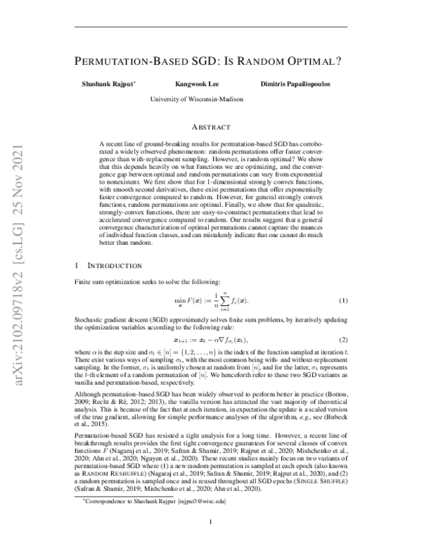 (PDF) Permutation-Based SGD: Is Random Optimal?