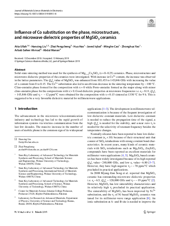 Pdf Influence Of Co Substitution On The Phase Microstructure And