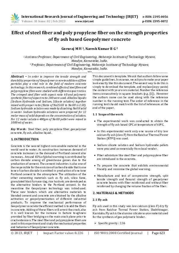 (PDF) Effect of steel fiber and poly propylene fiber on the strength ...