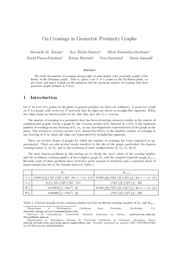 (PDF) On Crossings in Geometric Proximity Graphs