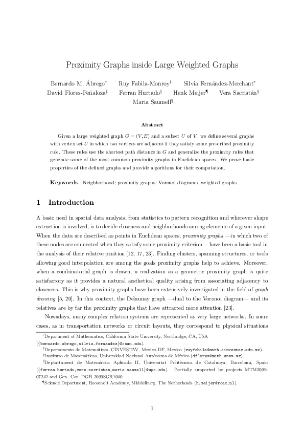 (PDF) Proximity graphs inside large weighted graphs