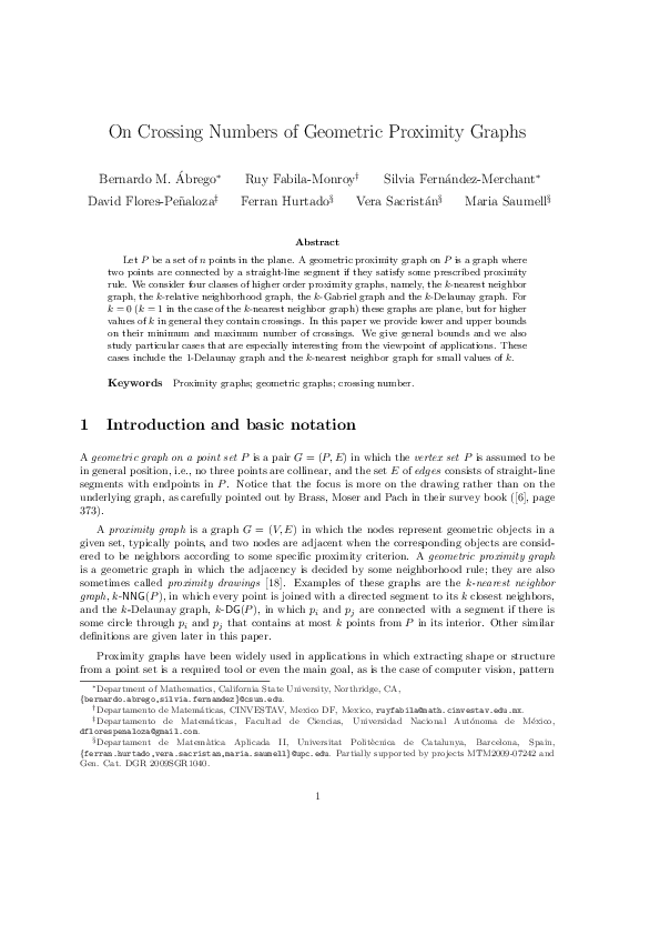 (PDF) On crossing numbers of geometric proximity graphs