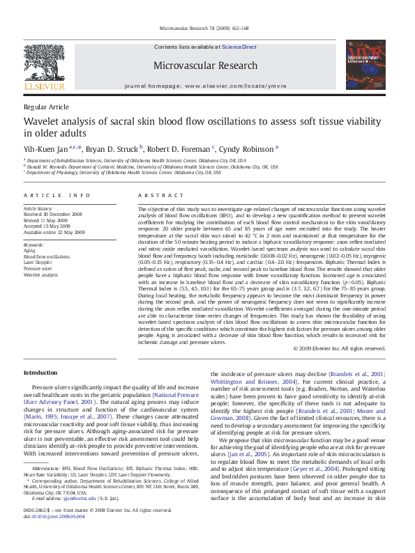 (PDF) Wavelet analysis of sacral skin blood flow oscillations to assess ...