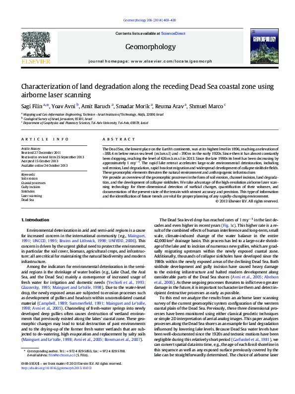 (PDF) Characterization of land degradation along the receding Dead Sea ...