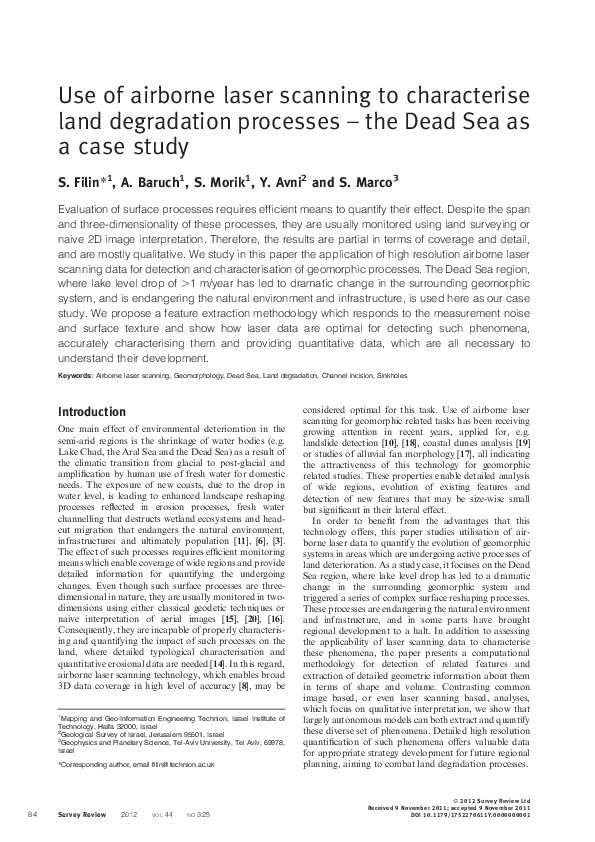 (PDF) Use of airborne laser scanning to characterise land degradation processes – the Dead Sea ...