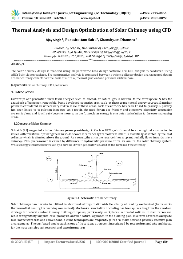 (PDF) Thermal Analysis and Design Optimization of Solar Chimney using CFD