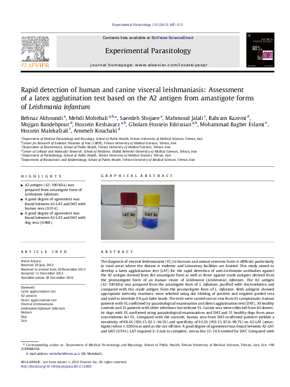 (PDF) Rapid detection of human and canine visceral leishmaniasis ...