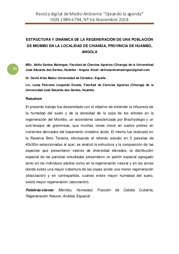 (PDF) Estructura y dinámica de la regeneración de una población de ...