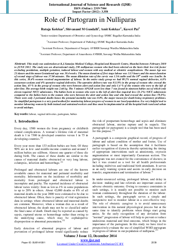 (PDF) Role of Partogram in Nulliparas