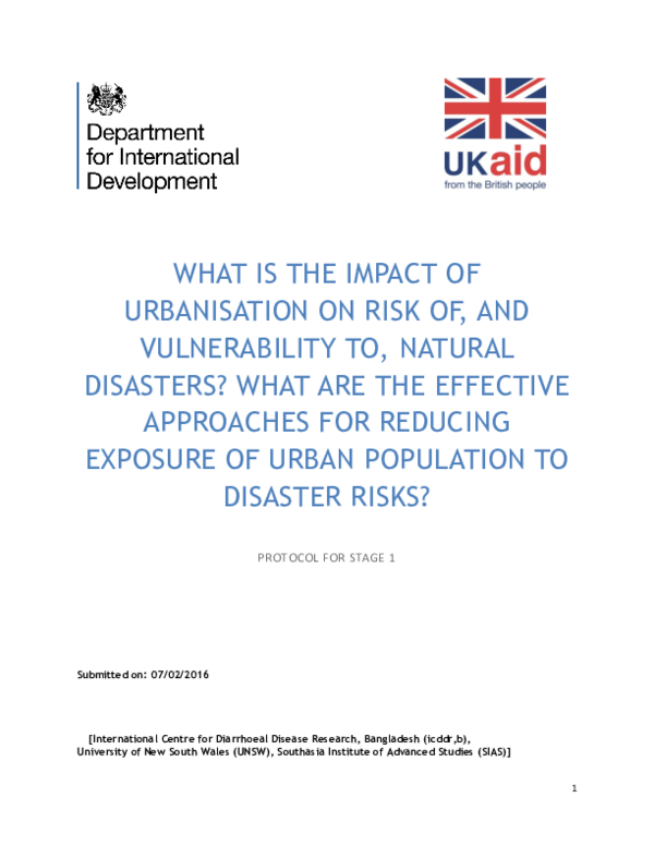 (PDF) What is the Impact of Urbanisation on Risk of, and Vulnerability to, Natural Disasters ...