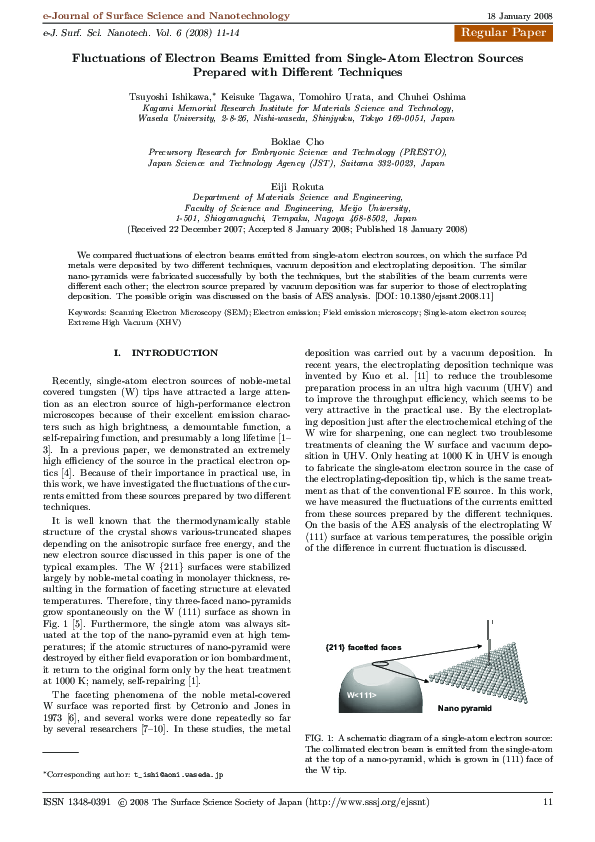 (PDF) Fluctuations of Electron Beams Emitted from Single-Atom Electron ...