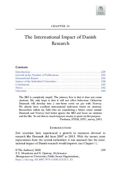 (PDF) The International Impact of Danish Research
