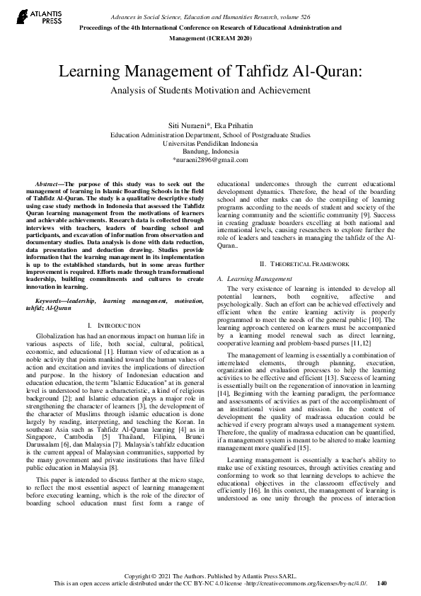 (PDF) Learning Management of Tahfidz Al-Quran