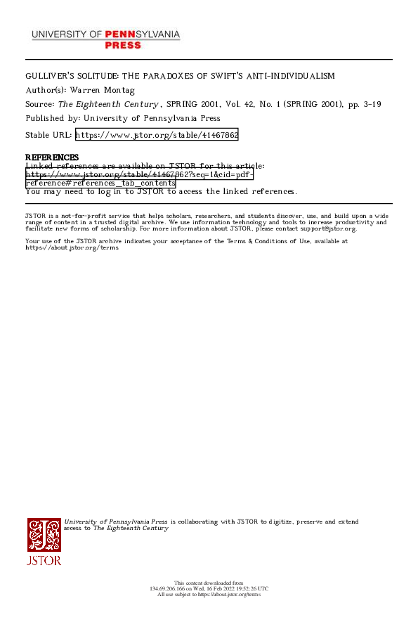 (PDF) GULLIVER'S SOLITUDE: THE PARADOXES OF SWIFT'S ANTI-INDIVIDUALISM