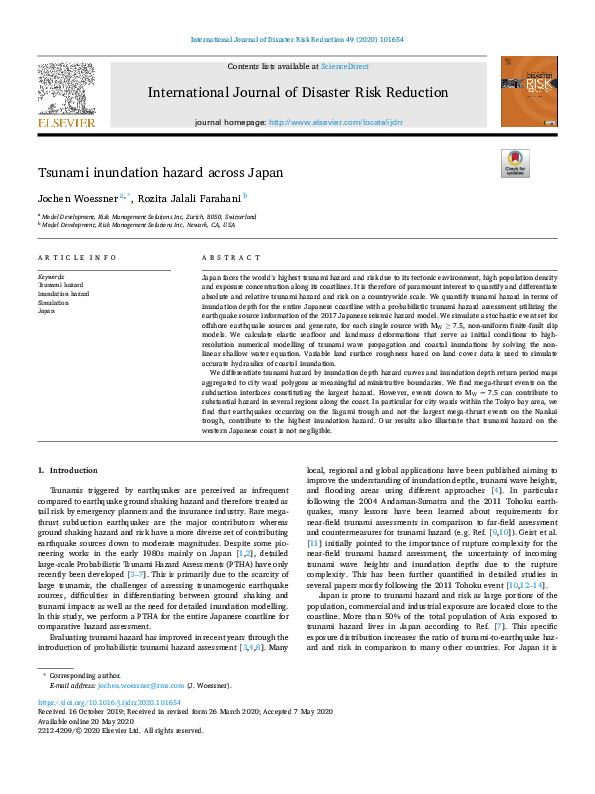 (PDF) Tsunami inundation hazard across Japan