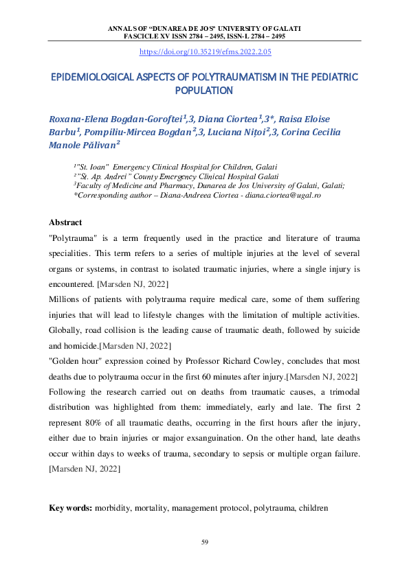 (PDF) Epidemiological Aspects of Polytraumatism in the Pediatric Population