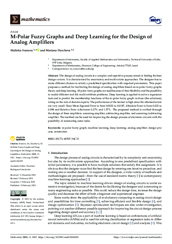 (PDF) M-Polar Fuzzy Graphs and Deep Learning for the Design of Analog Amplifiers