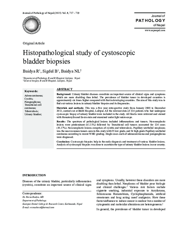(PDF) Histopathological study of cystoscopic bladder biopsies