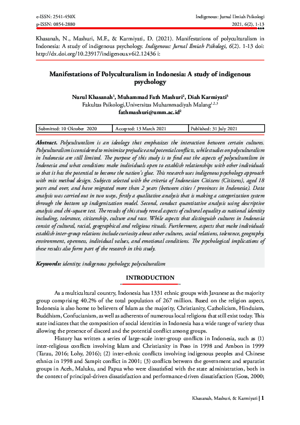 (PDF) Manifestations of polyculturalism in Indonesia: A study of ...
