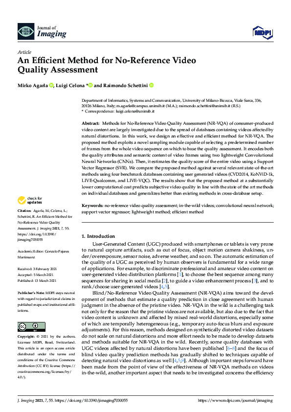 (PDF) An Efficient Method for No-Reference Video Quality Assessment