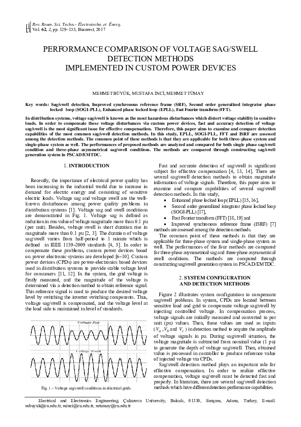 Pdf Performance Comparison Of Voltage Sag Swell Detection Methods