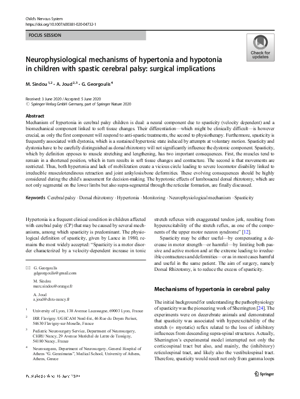 (PDF) Neurophysiological mechanisms of hypertonia and hypotonia in ...