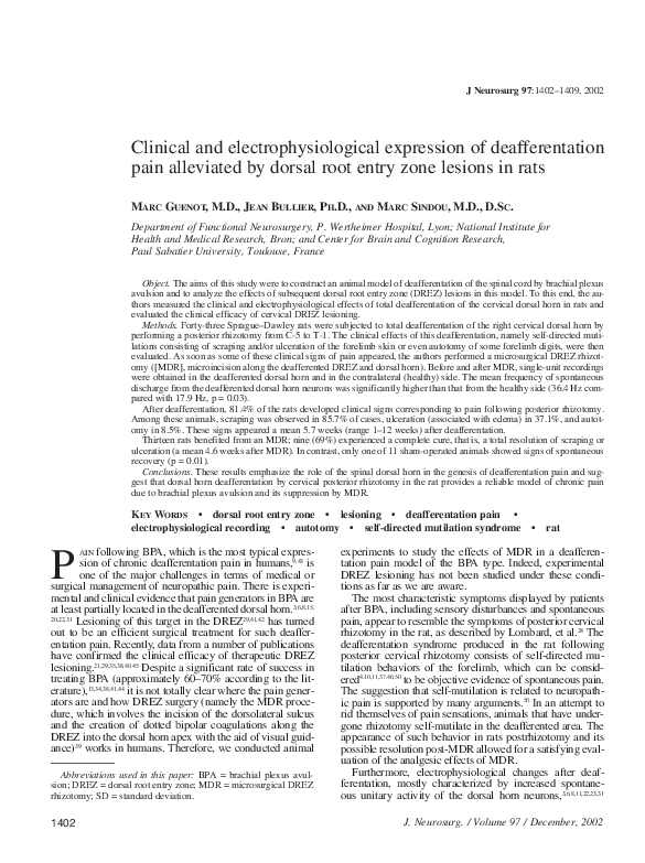 (PDF) Clinical and electrophysiological expression of deafferentation ...