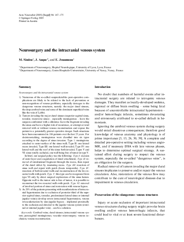 (PDF) Neurosurgery and the intracranial venous system