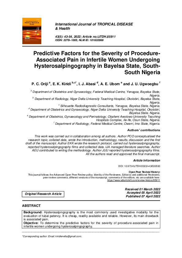 (PDF) Predictive Factors for the Severity of Procedure-Associated Pain ...