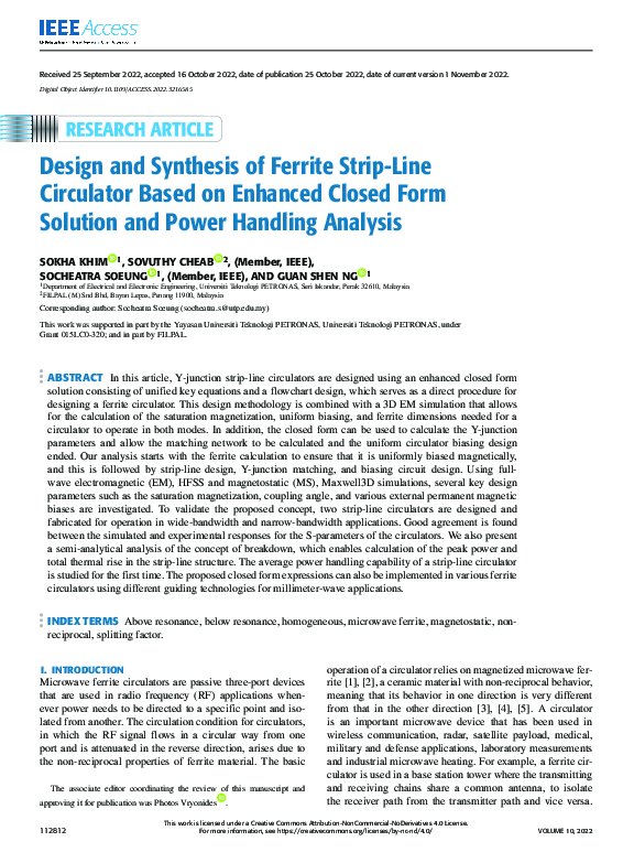 (PDF) Design and Synthesis of Ferrite Strip-Line Circulator Based on Enhanced Closed Form ...
