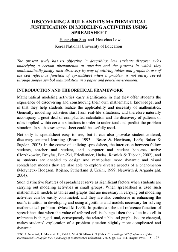 Pdf Discovering A Rule And Its Mathematical Justification In Modeling