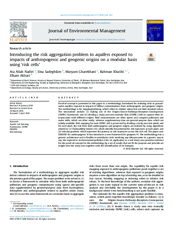 (PDF) Introducing the risk aggregation problem to aquifers exposed to ...