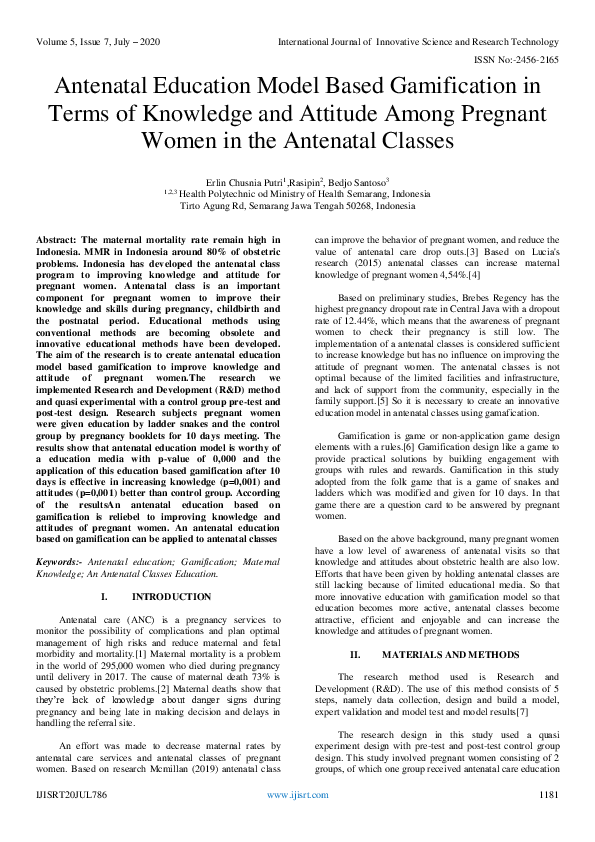 (PDF) Antenatal Education Model Based Gamification in Terms of Knowledge and Attitude Among ...