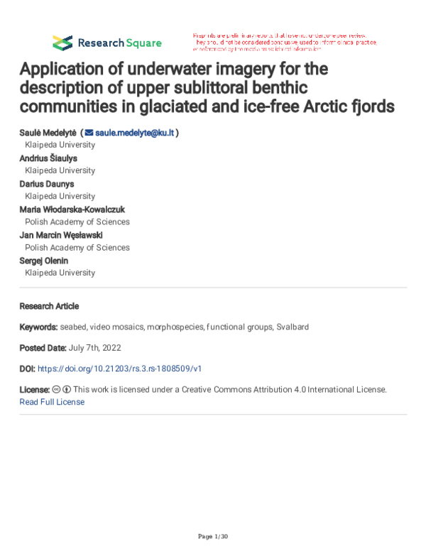 (PDF) Application of underwater imagery for the description of upper ...