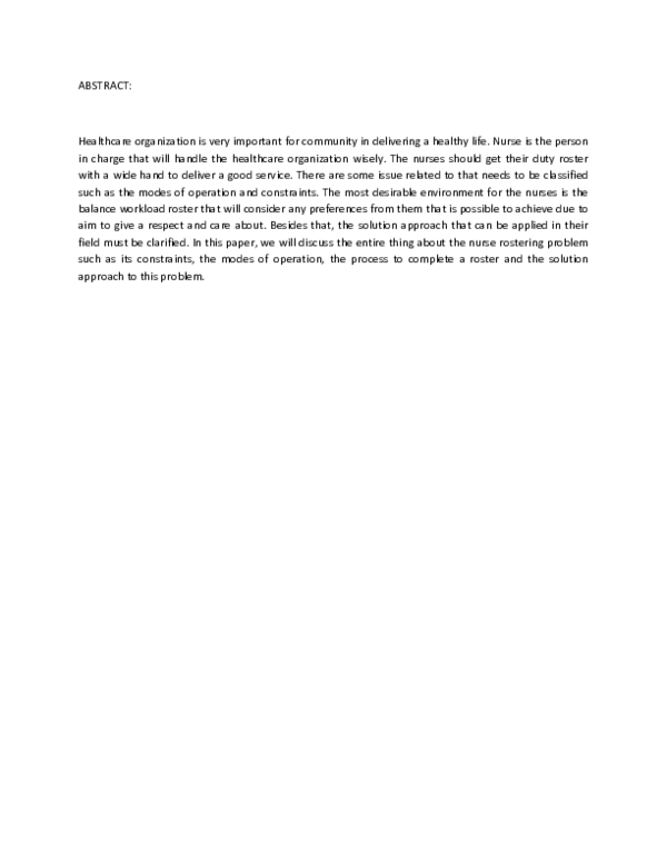 (PDF) A review on the workload in the nurse rostering problem