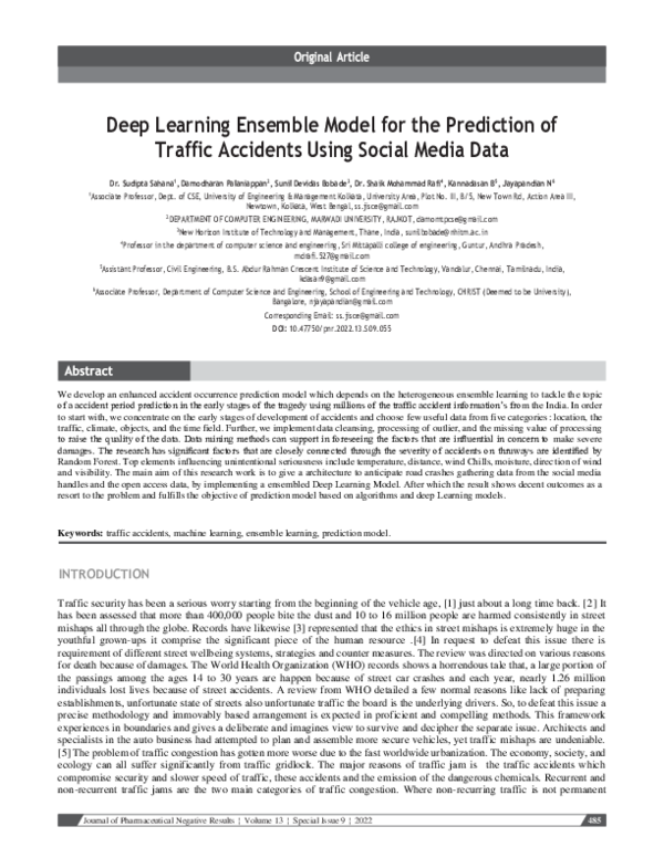 (PDF) Deep Learning Ensemble Model for the Prediction of Traffic Accidents Using Social Media Data