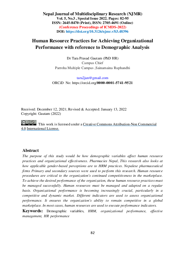 (PDF) Human Resource Practices for Achieving Organizational Performance with reference to ...