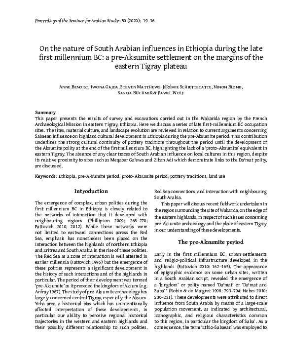 (PDF) On the nature of South Arabian influences in Ethiopia during the ...